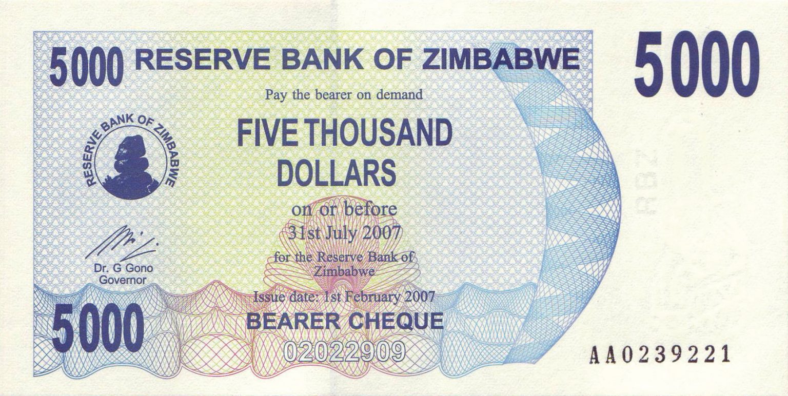 Zimbabwe new 5,000-dollar note (B136a) confirmed – BanknoteNews