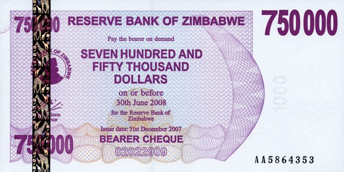 Zimbabwe new 250,000-, 500,000-, and 750,000-dollar notes (B141a ...
