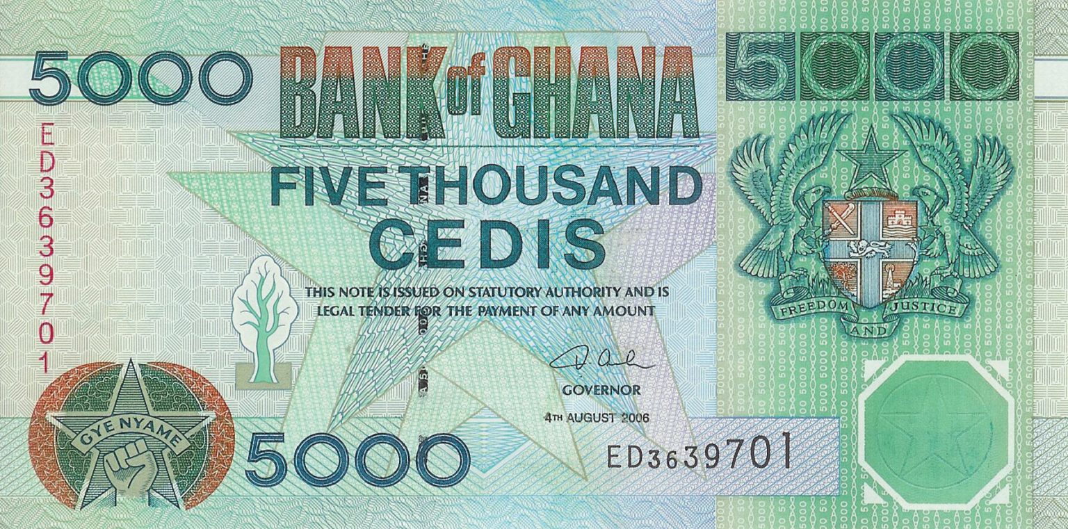 Ghana new date (04.08.2006) 5,000-cedi note (B142c) confirmed ...