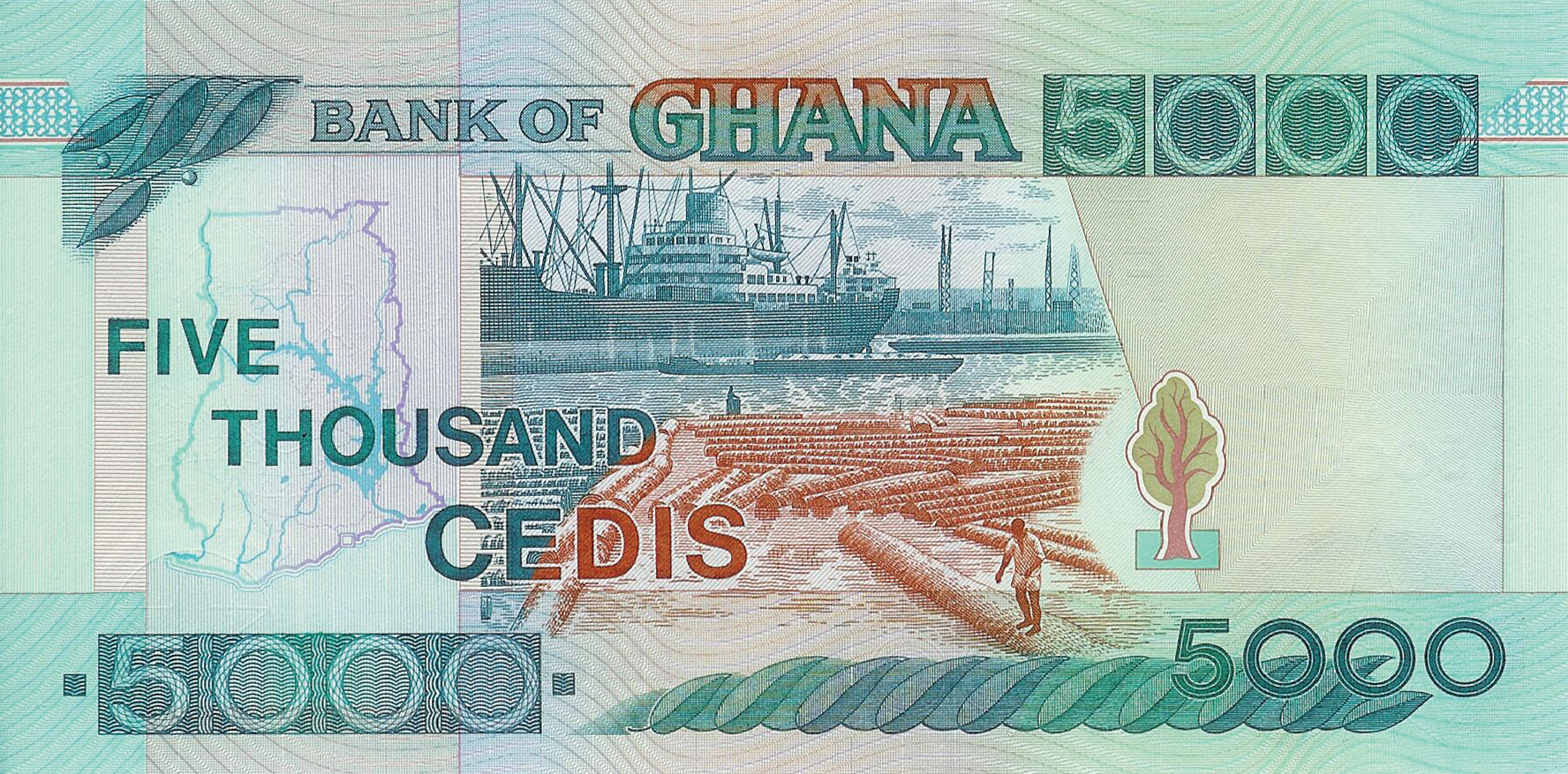 Ghana new date (04.08.2006) 5,000-cedi note (B142c) confirmed ...