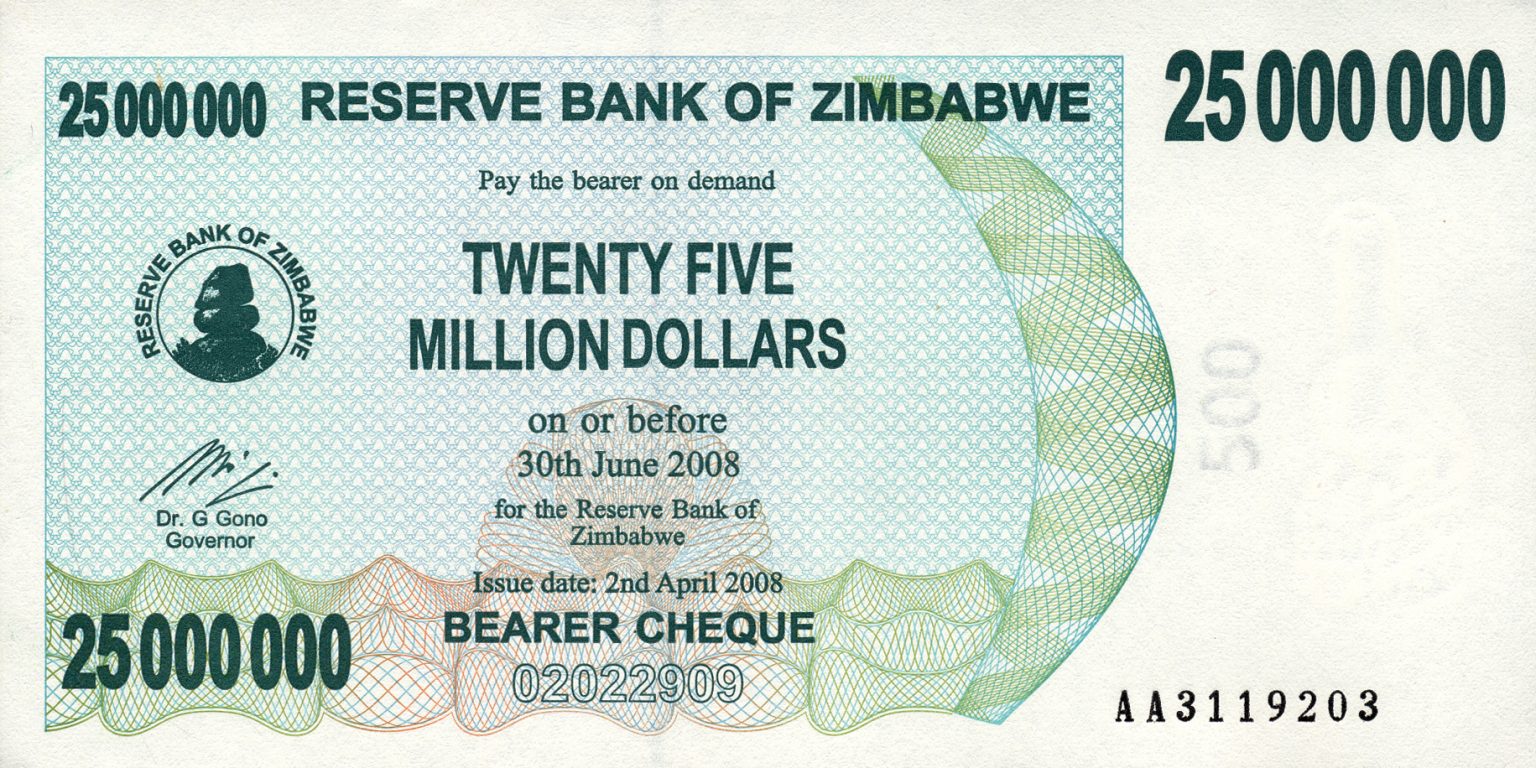 Zimbabwe new 25- and 50-million dollar notes (B147a and B148a ...