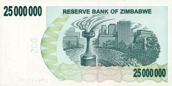 Zimbabwe new 25- and 50-million dollar notes (B147a and B148a ...