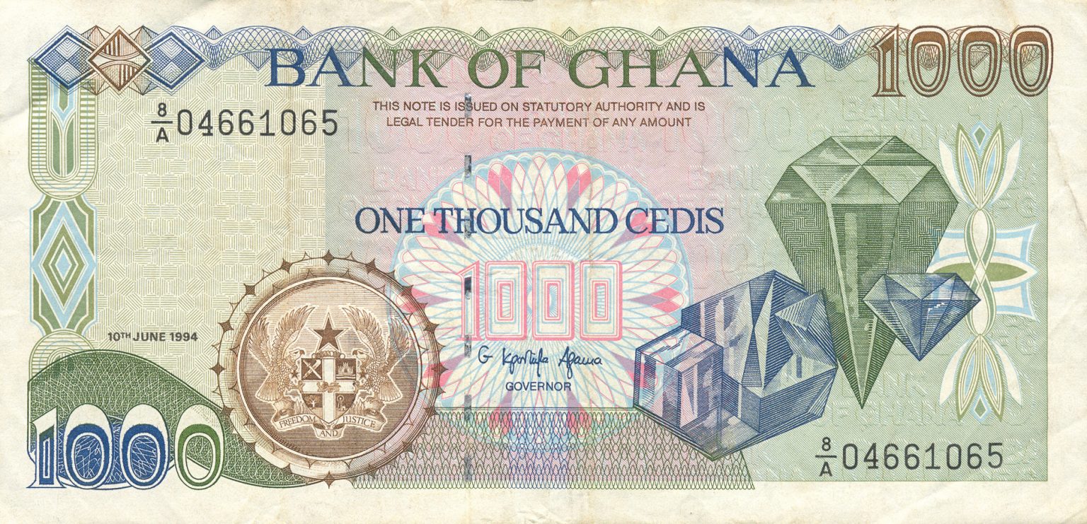 Ghana new date (10.06.1994) 1,000-cedi note (B131b) confirmed ...