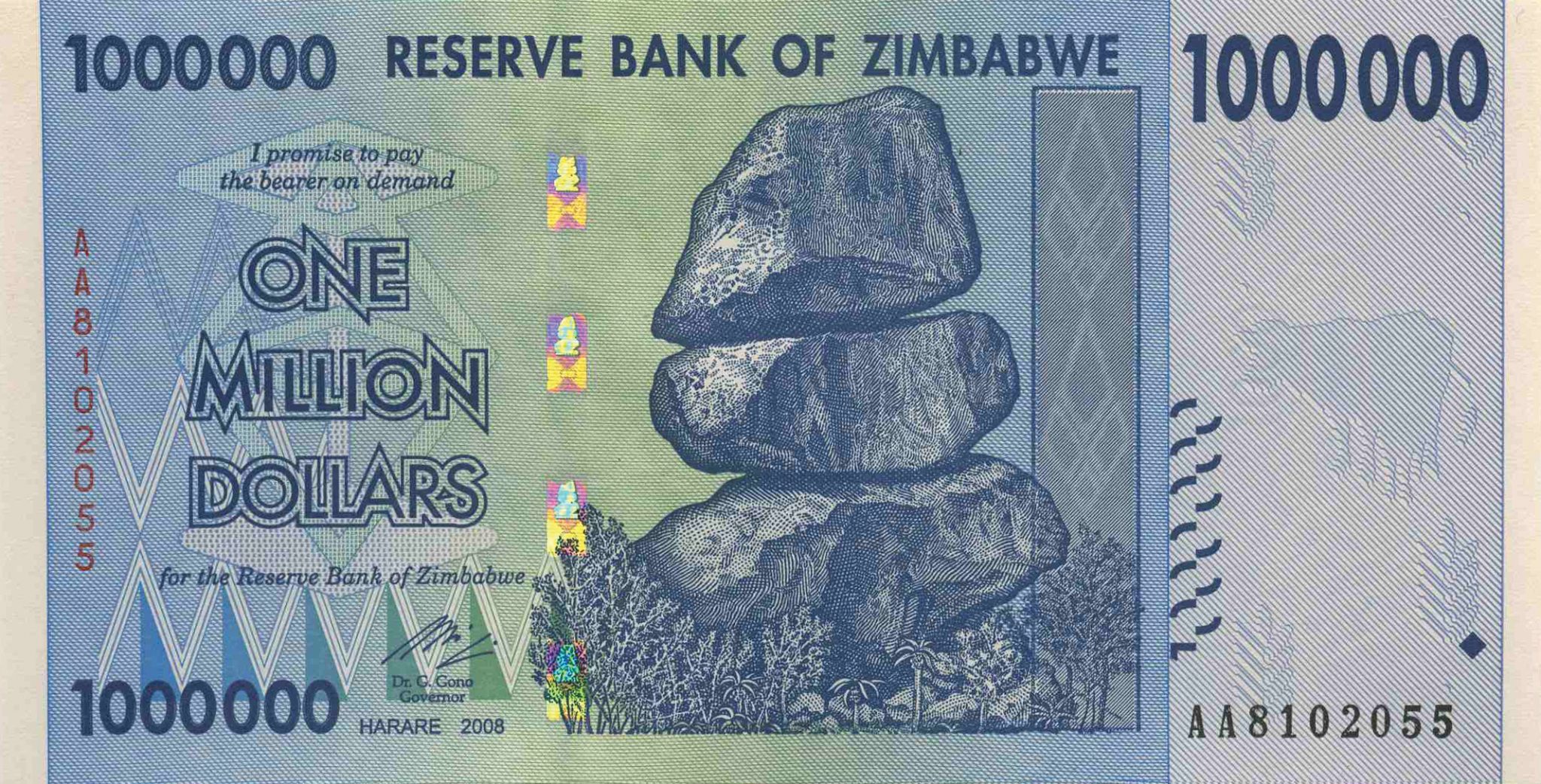 Zimbabwe new 100,000-, 500,000-, and 1,000,000-dollar notes (B166a ...