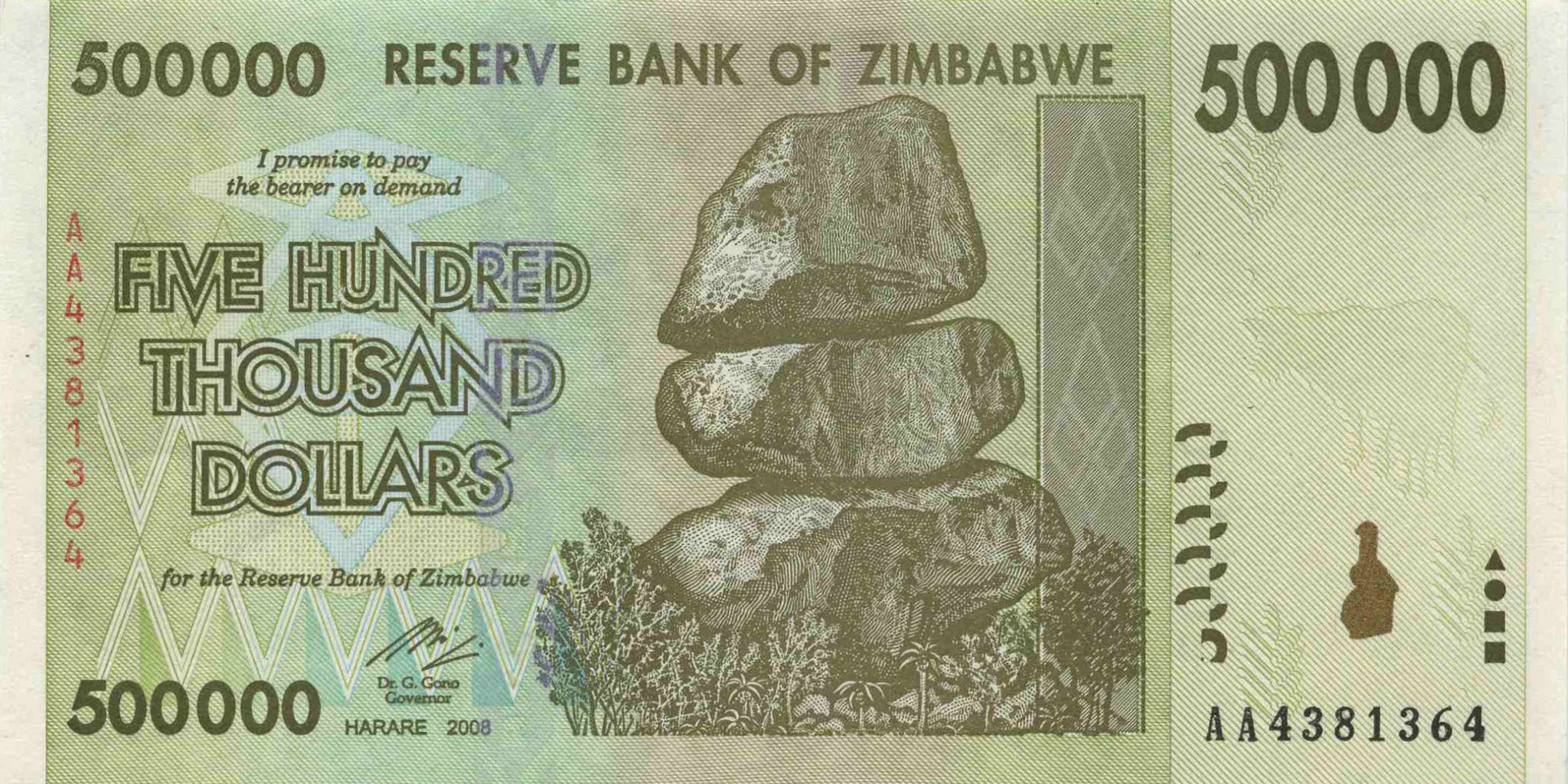 Zimbabwe new 100,000-, 500,000-, and 1,000,000-dollar notes (B166a ...
