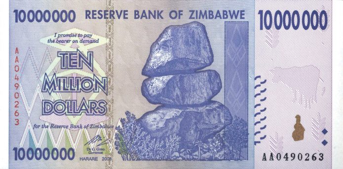Zimbabwe new 10-, 50-, and 100-million dollar notes (B169a – B171a ...