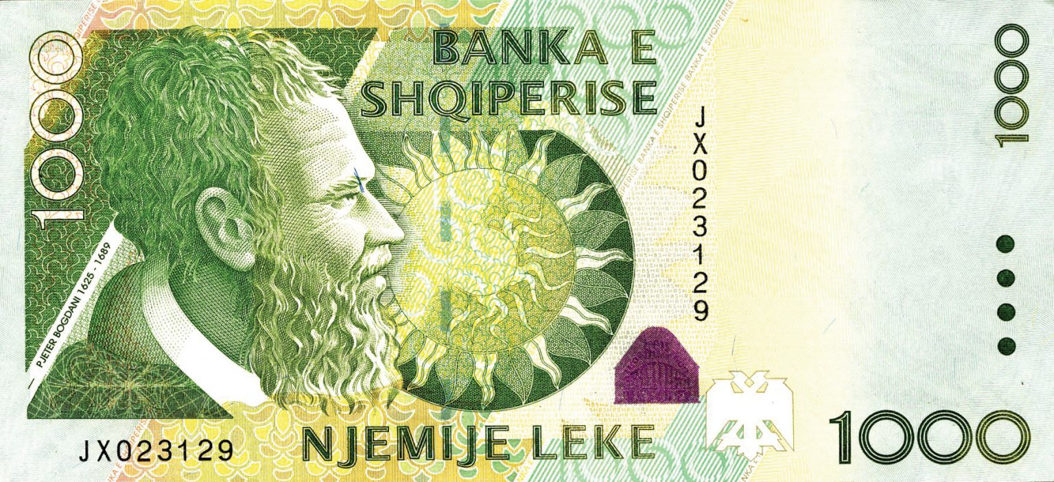 Albania revised 1,000-lek note (B318b) and new 2,000-lek note (B320a ...
