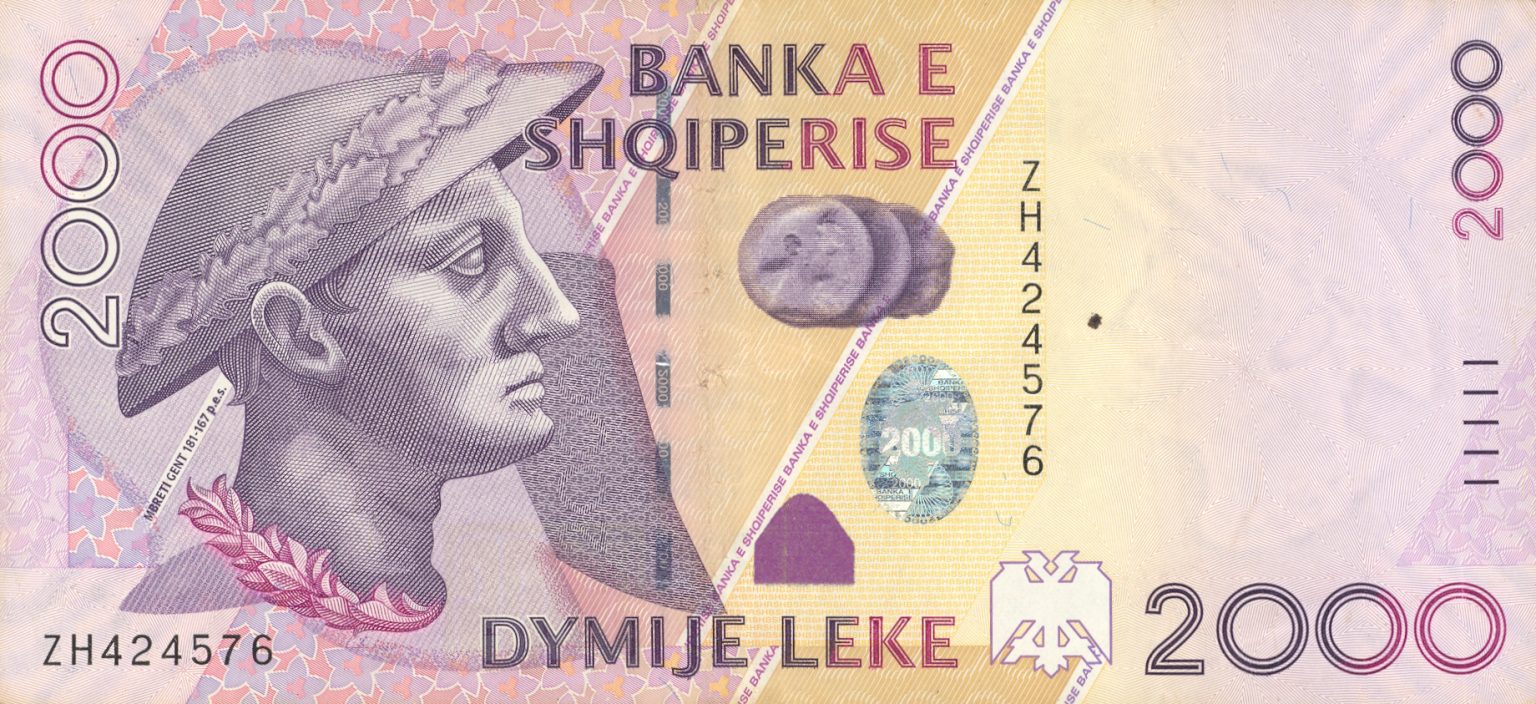 Albania revised 1,000-lek note (B318b) and new 2,000-lek note (B320a ...