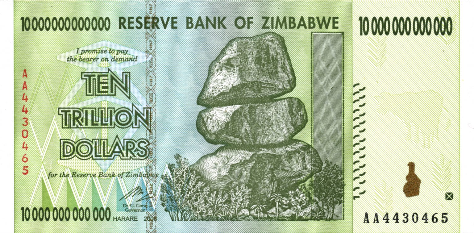 Zimbabwe new 10-, 20-, 50-, and 100-trillion dollar notes (B179a ...
