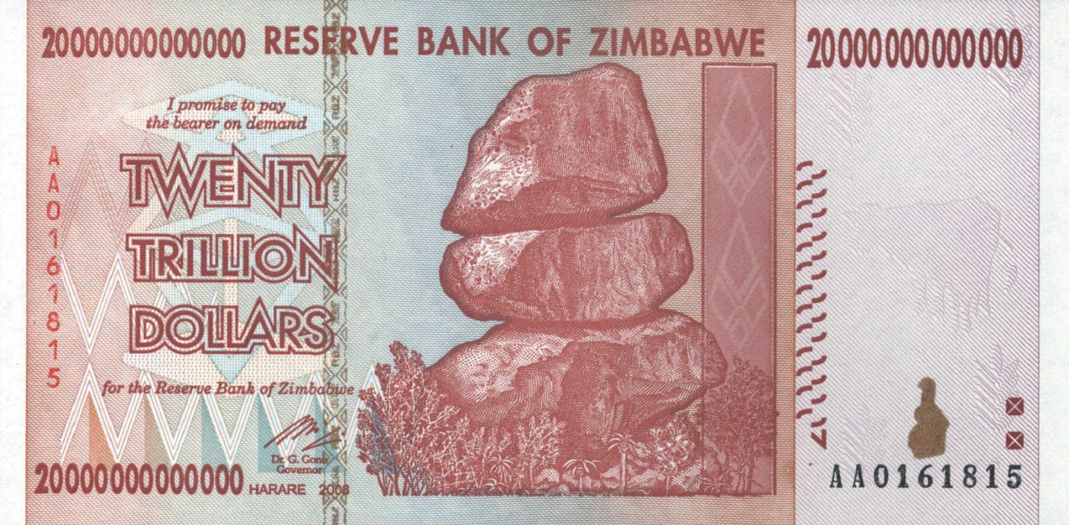 Zimbabwe new 10-, 20-, 50-, and 100-trillion dollar notes (B179a ...