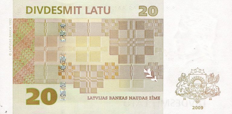 Latvia new date (2009) 20-lat note (B234c) confirmed – BanknoteNews