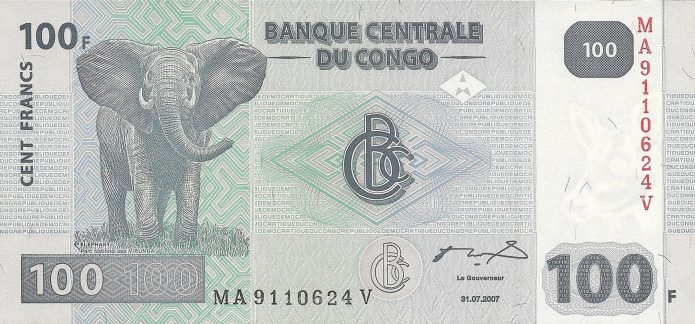 Congo Democratic Republic new 100-franc note (B320a) confirmed ...