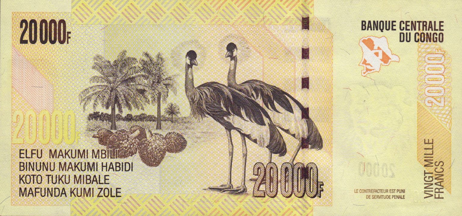 Congo Democratic Republic new 20,000-franc note (B326a) confirmed ...