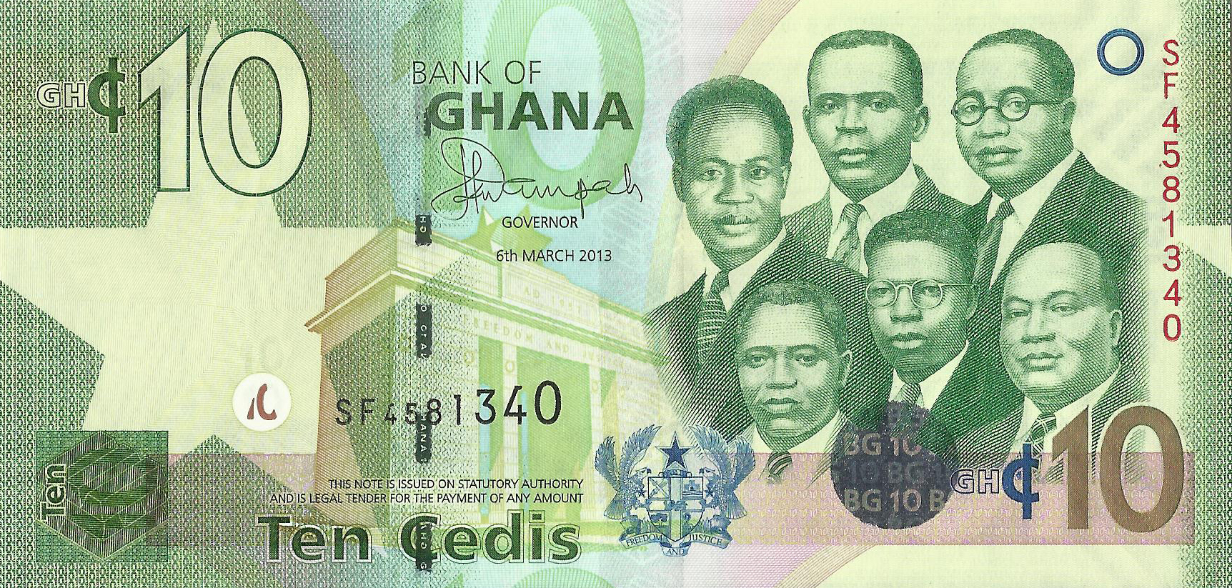 Ghana new sig/date (06.03.2013) 10-cedi note (B147d) confirmed ...