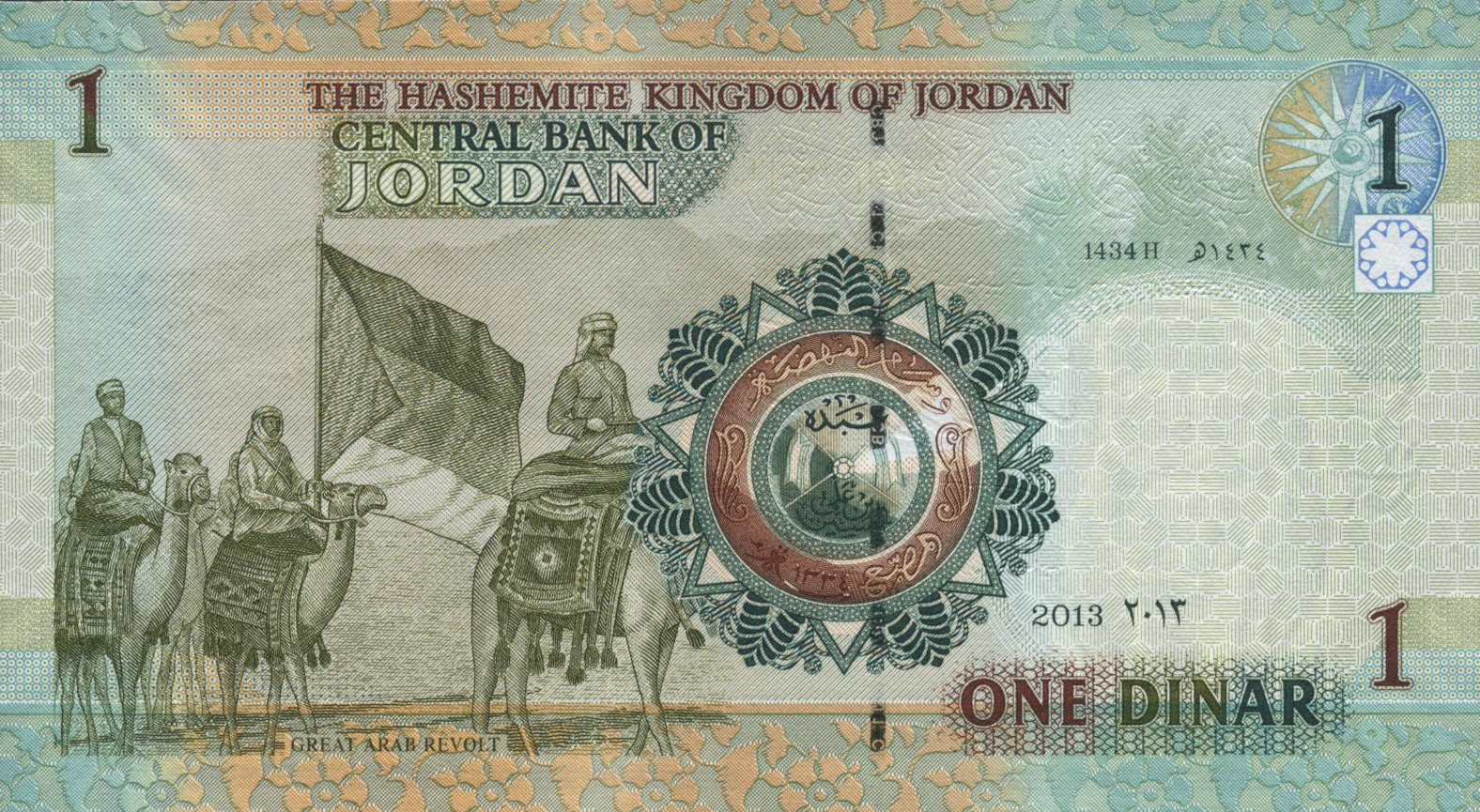 Jordan new sig/date (2013) 1-dinar note (B229g) confirmed – BanknoteNews