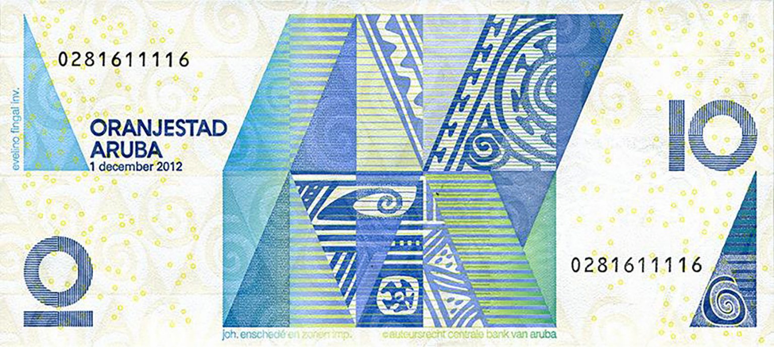 Aruba new sig/date (01.12.2012) 10- and 25-florin notes (B116c and ...