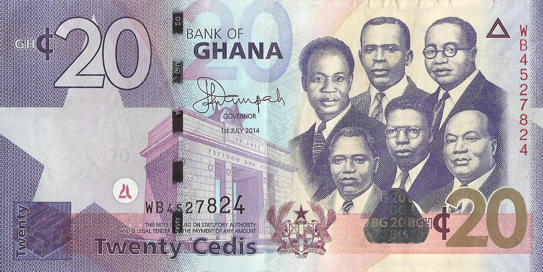 Ghana new date (01.07.2014) 20-cedi note (B148e) confirmed – BanknoteNews