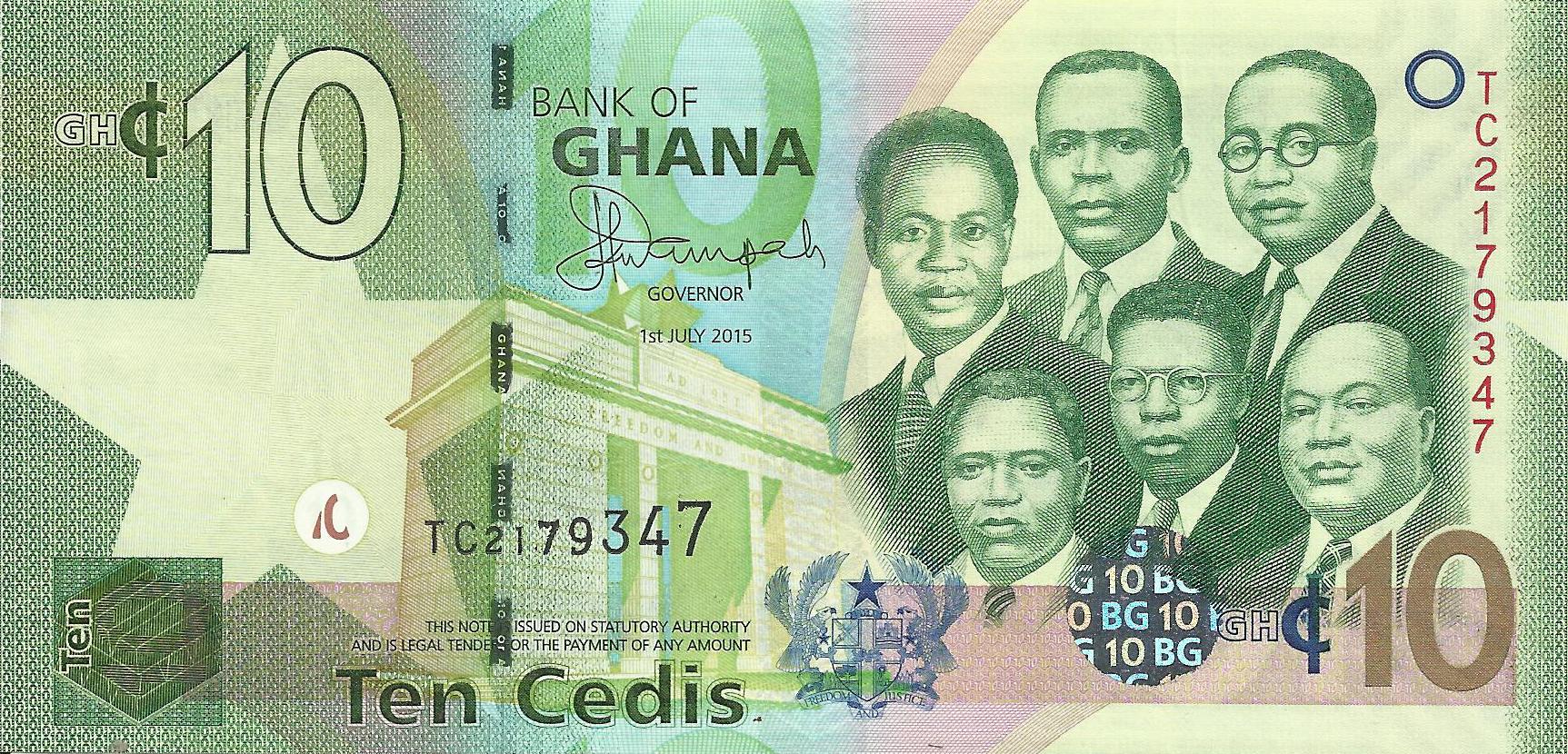 Ghana new date (01.07.2015) 10-cedi note (B147f) confirmed – BanknoteNews