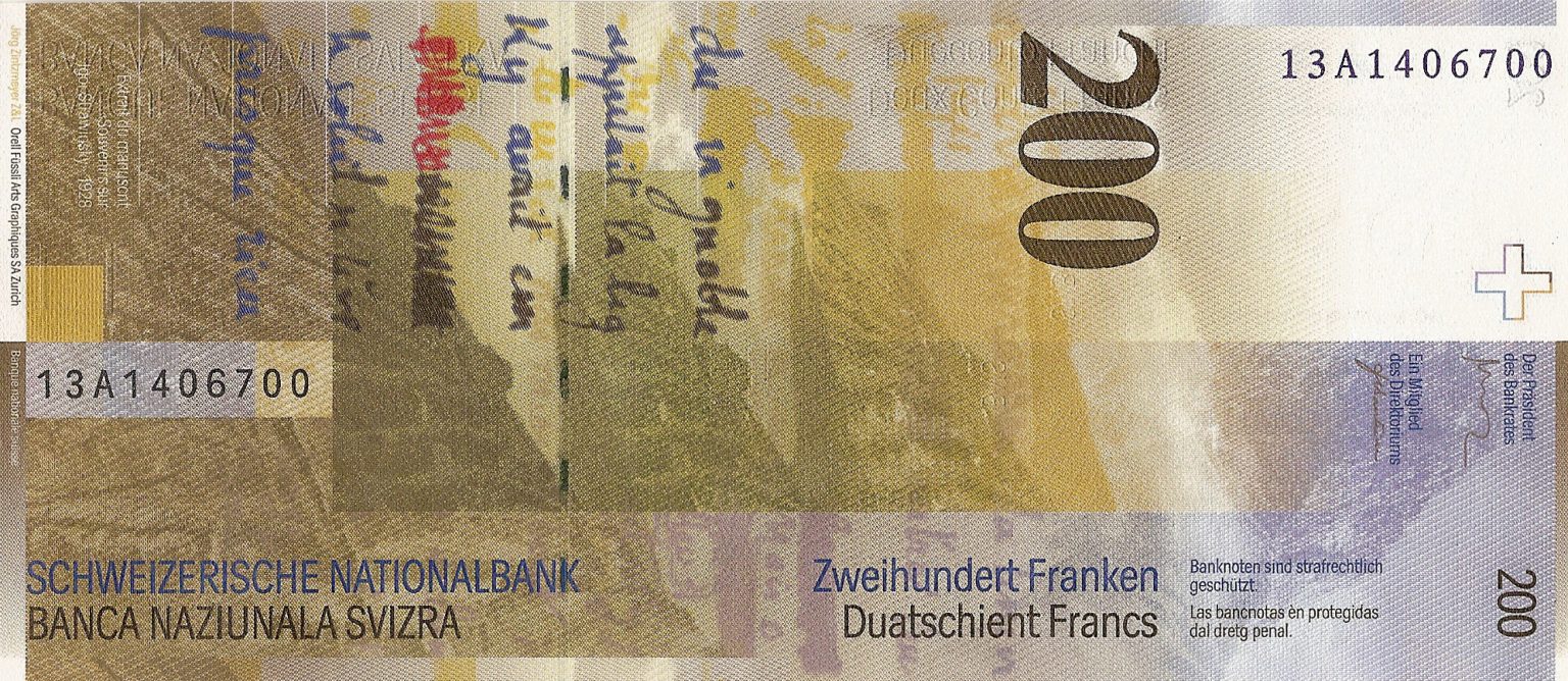 Switzerland new sig/date (2013) 200-franc notes (B353e) confirmed ...