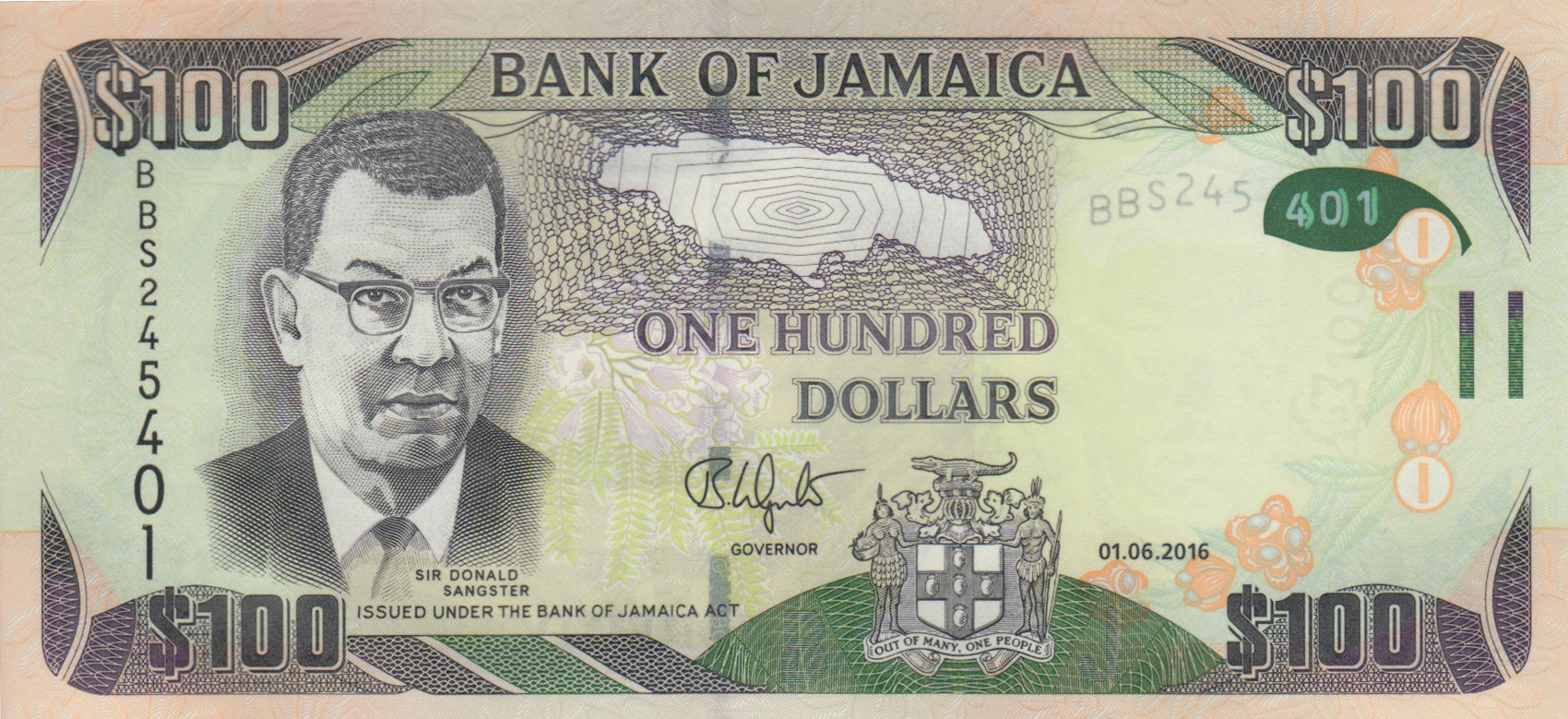 Jamaica new date (01.06.2017) 100-dollar note (B250c) confirmed ...