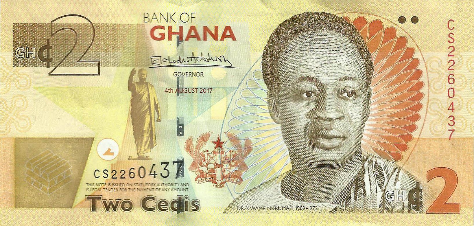 Ghana new sig/date (04.08.2017) 2-cedi note (B152d) confirmed ...