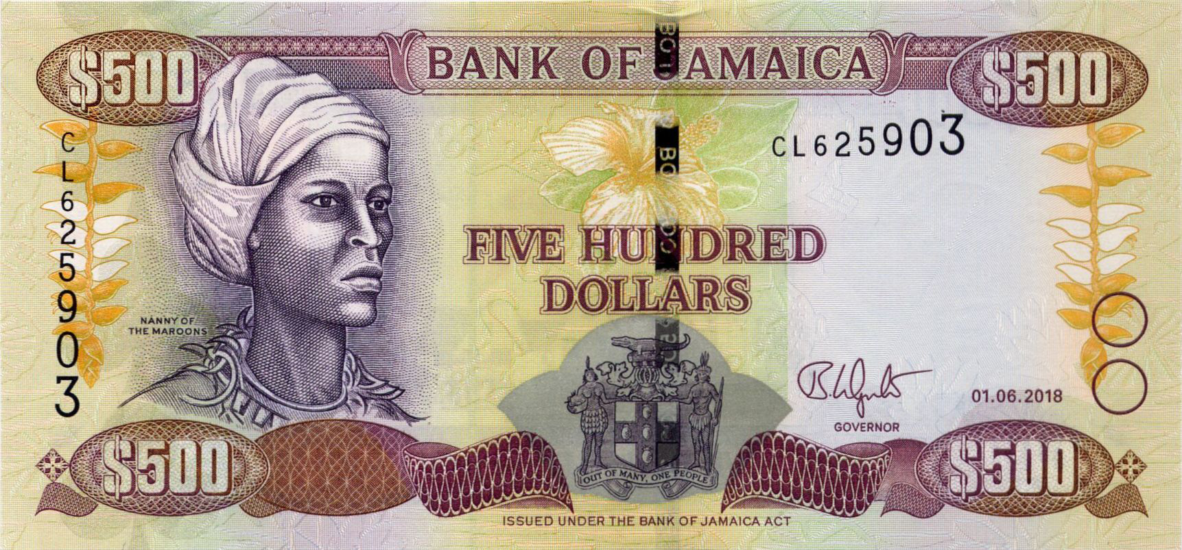 Jamaica new date (01.06.2018) 500-dollar note (B240j) confirmed ...
