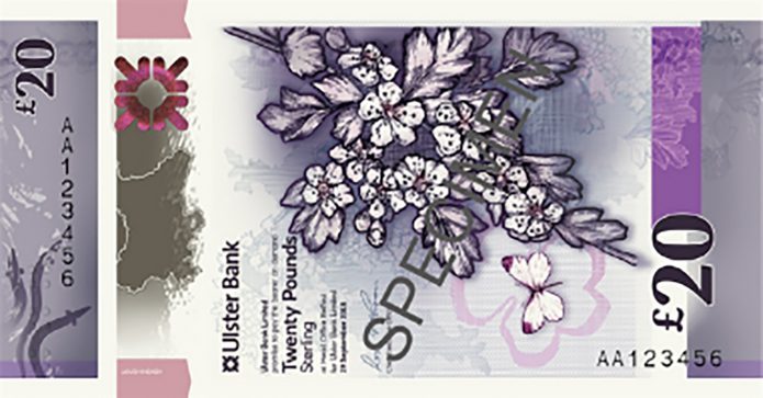 Northern Ireland Ulster Bank new 20-pound polymer note (B941a) unveiled ...