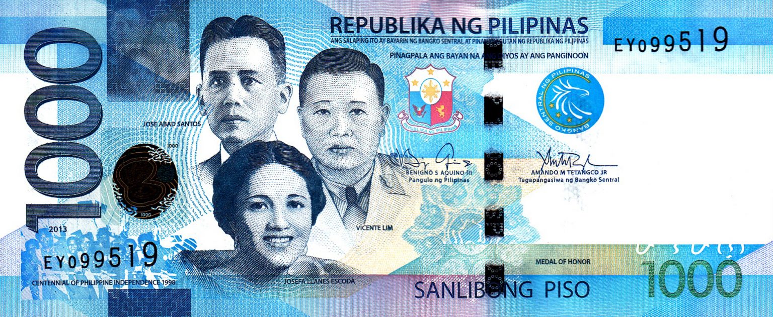 Philippines new date (2013) 1,000-peso note (B1083c) confirmed ...