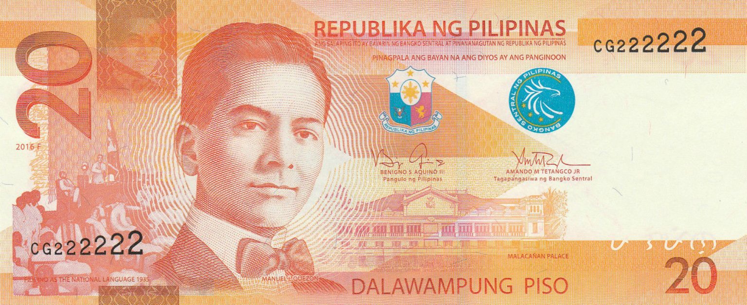 Philippines new date (2016F) 20-peso note (B1077l) confirmed – BanknoteNews