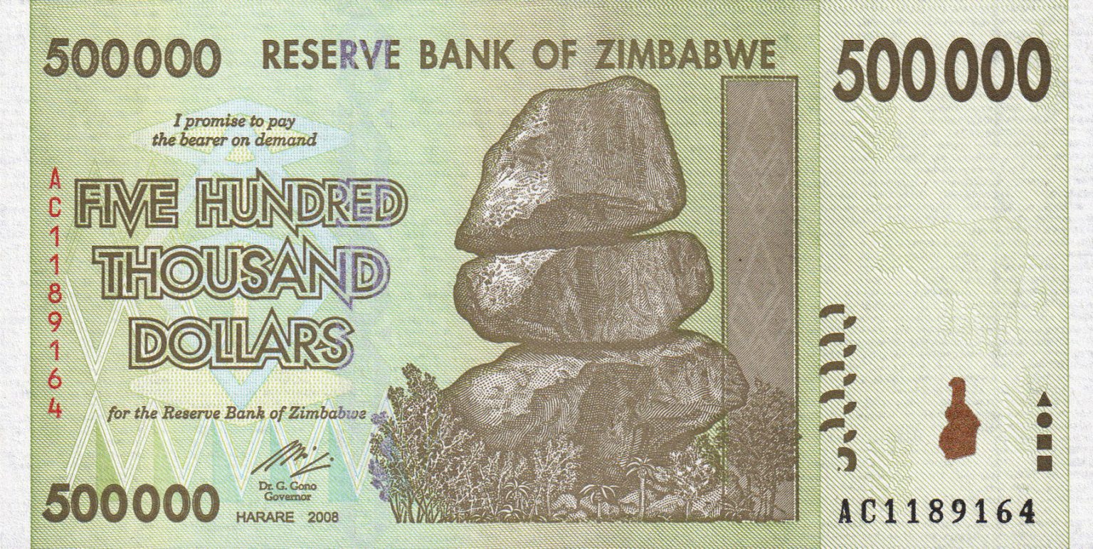Zimbabwe lined paper 500,000-dollar note (B167b) confirmed – BanknoteNews