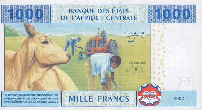 Central African States (Chad) new signature 1,000-franc note (B107Cd ...