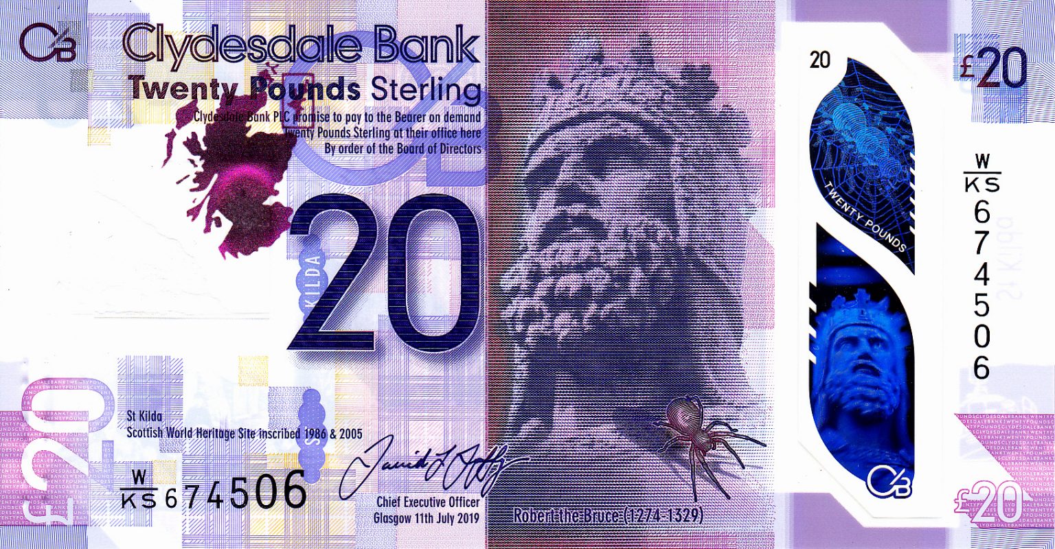 Scotland’s Clydesdale Bank new 20-pound polymer note (B1181a) confirmed ...