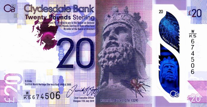 Scotland’s Clydesdale Bank new 20-pound polymer note (B1181a) confirmed ...
