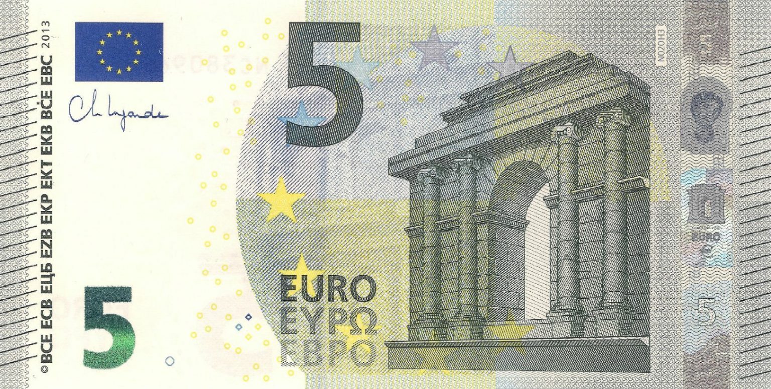European Monetary Union new signature 5-euro note (B108n4) confirmed ...