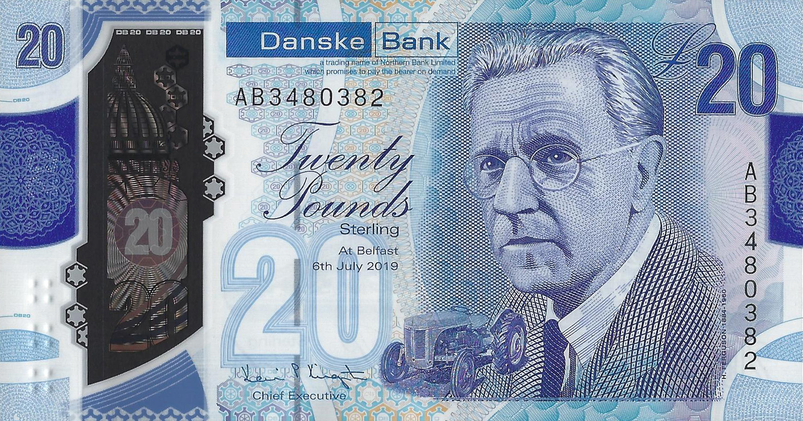 Northern Ireland Danske Bank New 20 pound Polymer Note B504a Northern Ireland Danske Bank New 20 pound Polymer Note B504a