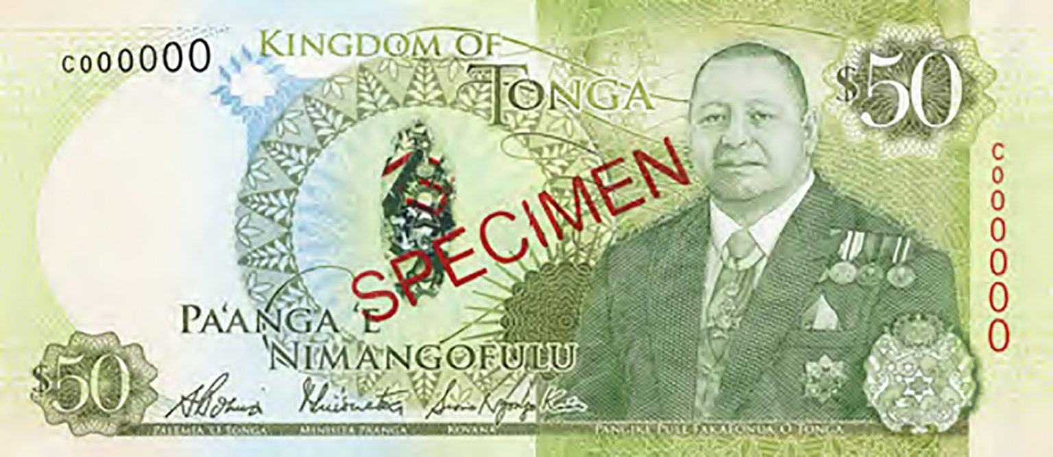 Tonga new signature 50-pa’anga note (B223b) reported for introduction ...