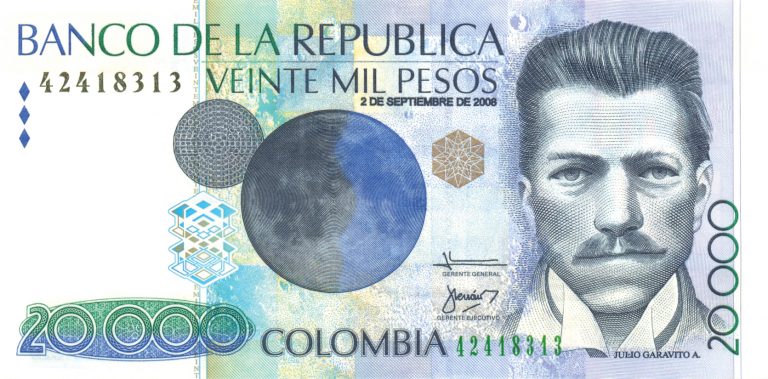 Colombia new date (02.09.2008) 20,000-peso note (B991t) confirmed ...