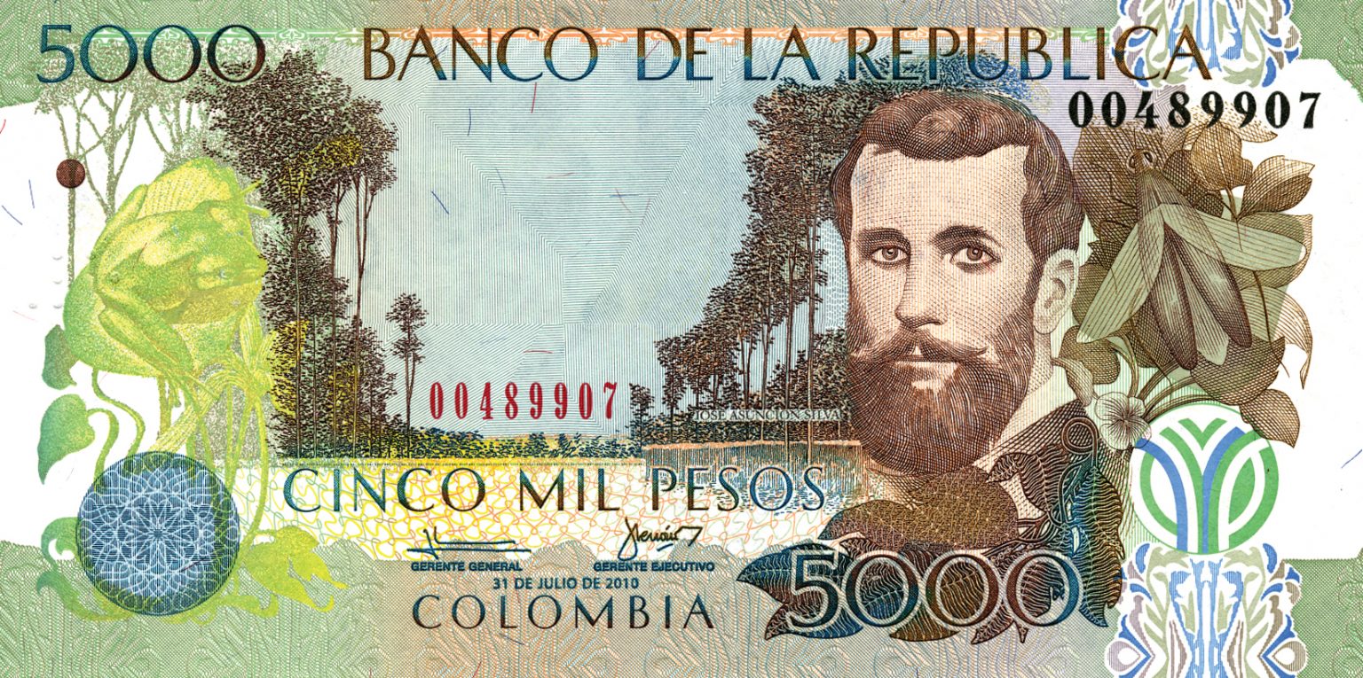 Colombia new date (31.07.2010) 5,000-peso note (B989m) confirmed ...