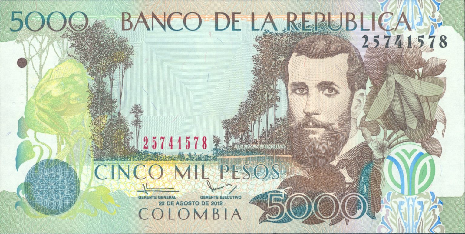 Colombia new date (20.08.2012) 5,000-peso note (B989q) confirmed ...