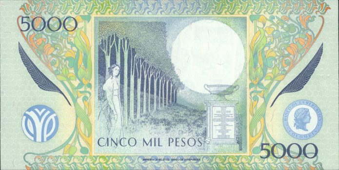 Colombia new date (20.08.2012) 5,000-peso note (B989q) confirmed ...
