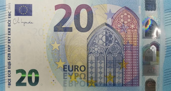 European Monetary Union new signature 20-euro note (B110r4) confirmed ...