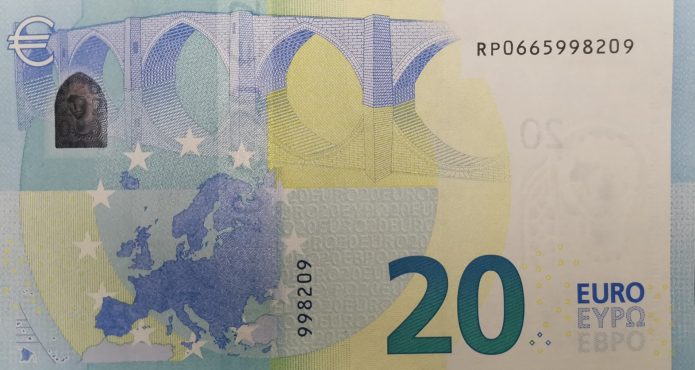European Monetary Union new signature 20-euro note (B110r4) confirmed ...
