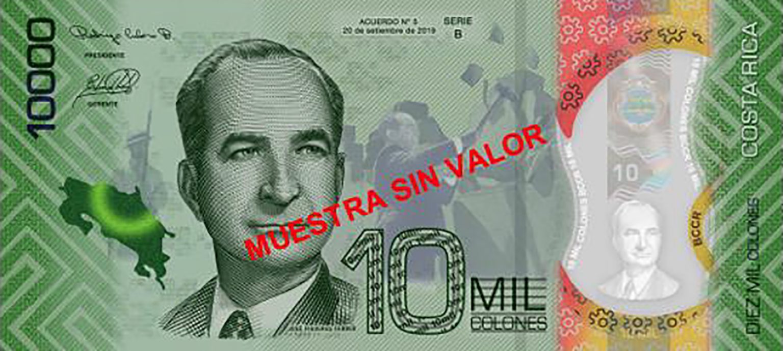 Costa Rica new 10,000-colon polymer note (B567a) reported for ...