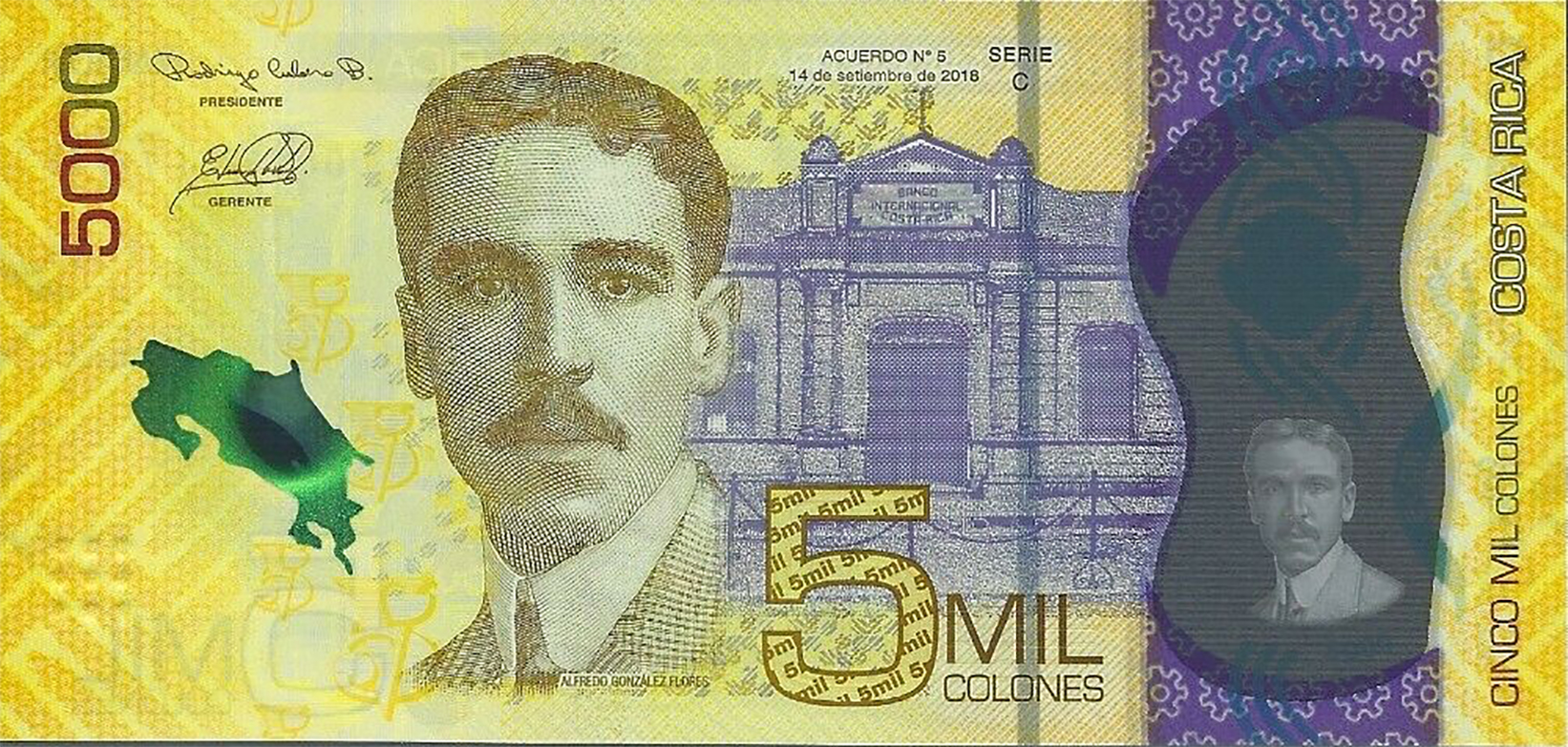 Costa Rica New 5 000 colon Polymer Note B566a Confirmed BanknoteNews