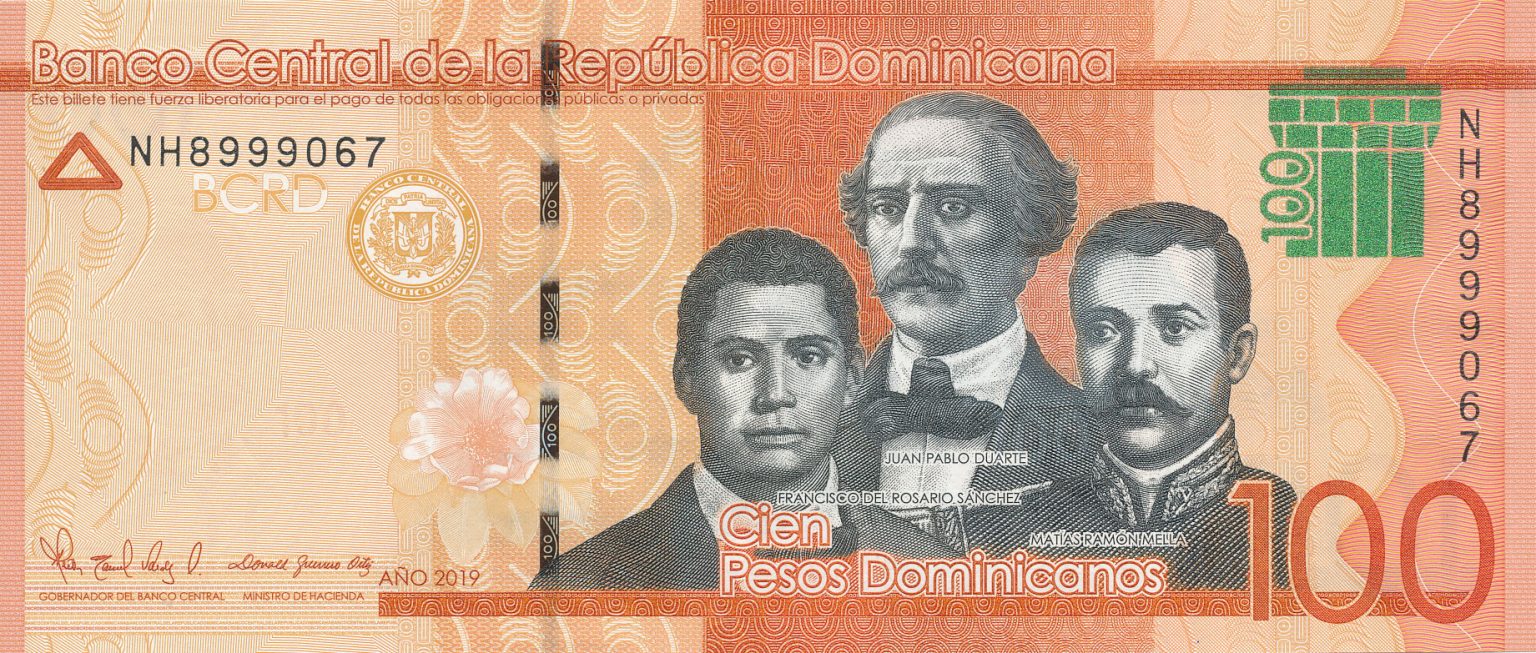 Dominican Republic new date (2019) 100-peso dominicano note (B728b ...