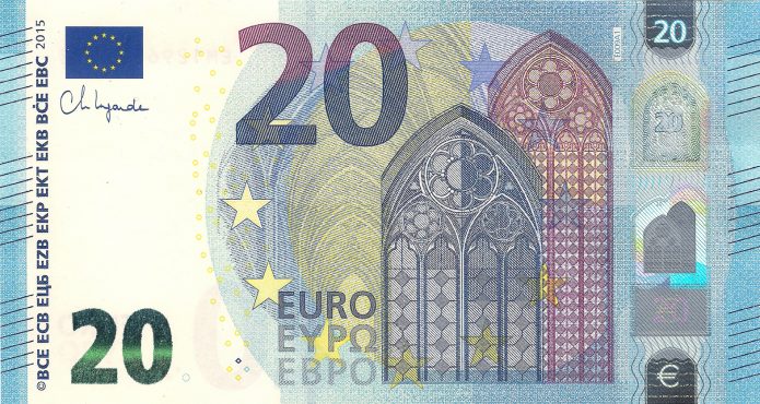 European Monetary Union new signature 20-euro note (B110e4) confirmed ...