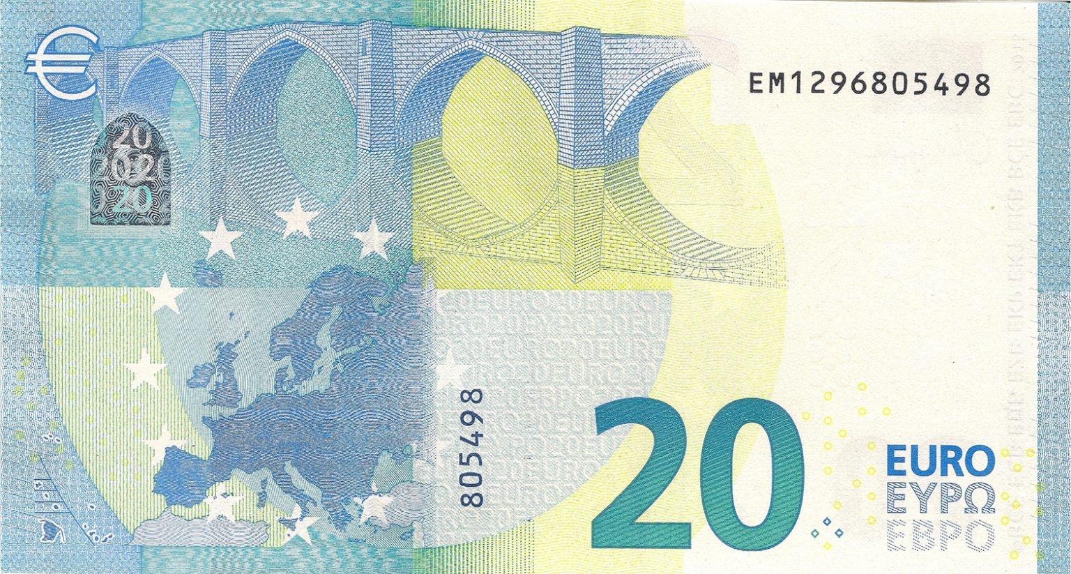 European Monetary Union new signature 20-euro note (B110e4) confirmed ...