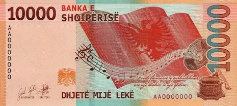 Albania new 10,000-lek note (B327a) reported for introduction on 30.06. ...