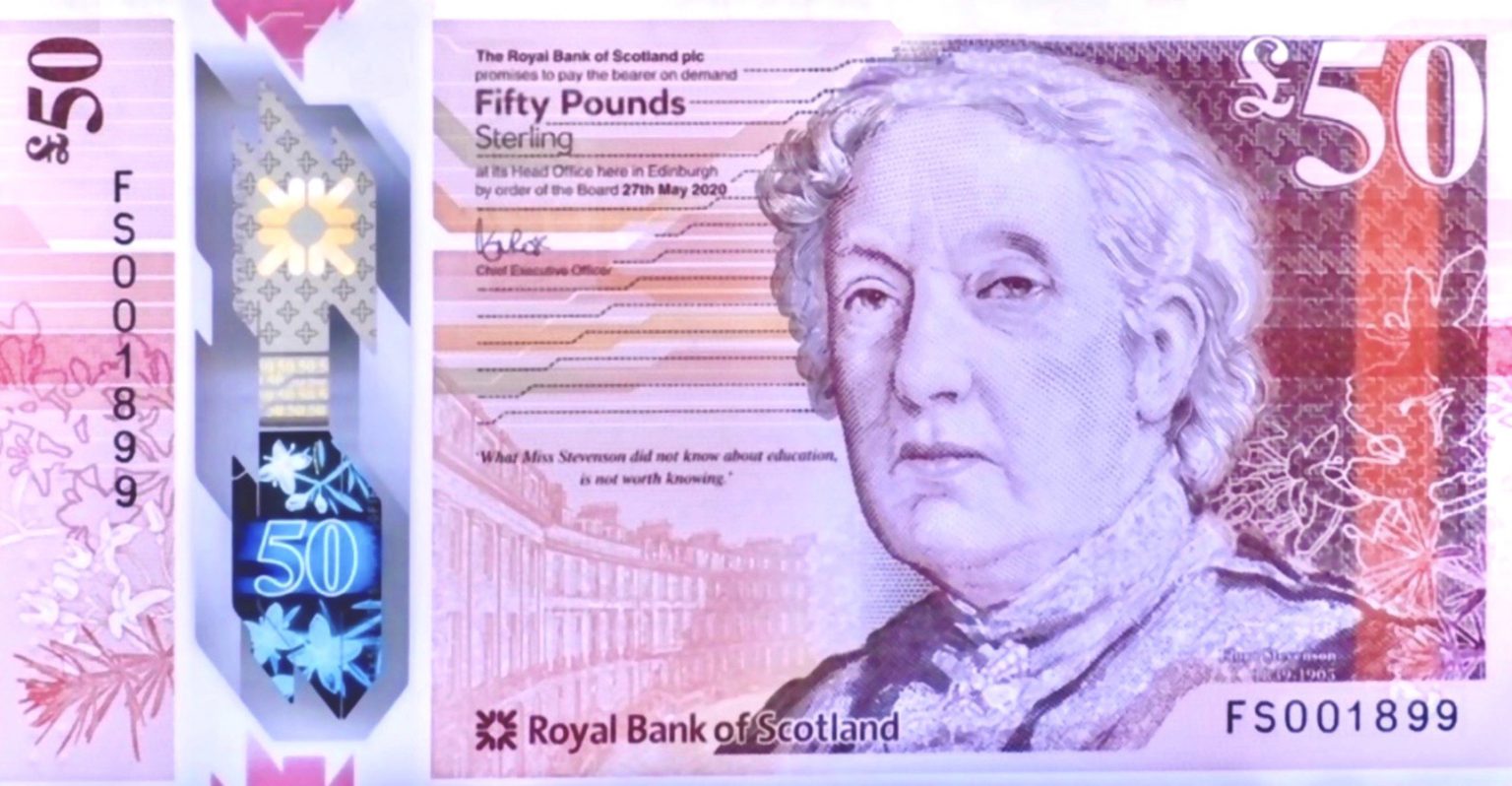 Scotland Royal Bank of Scotland new 50-pound polymer note reported for ...