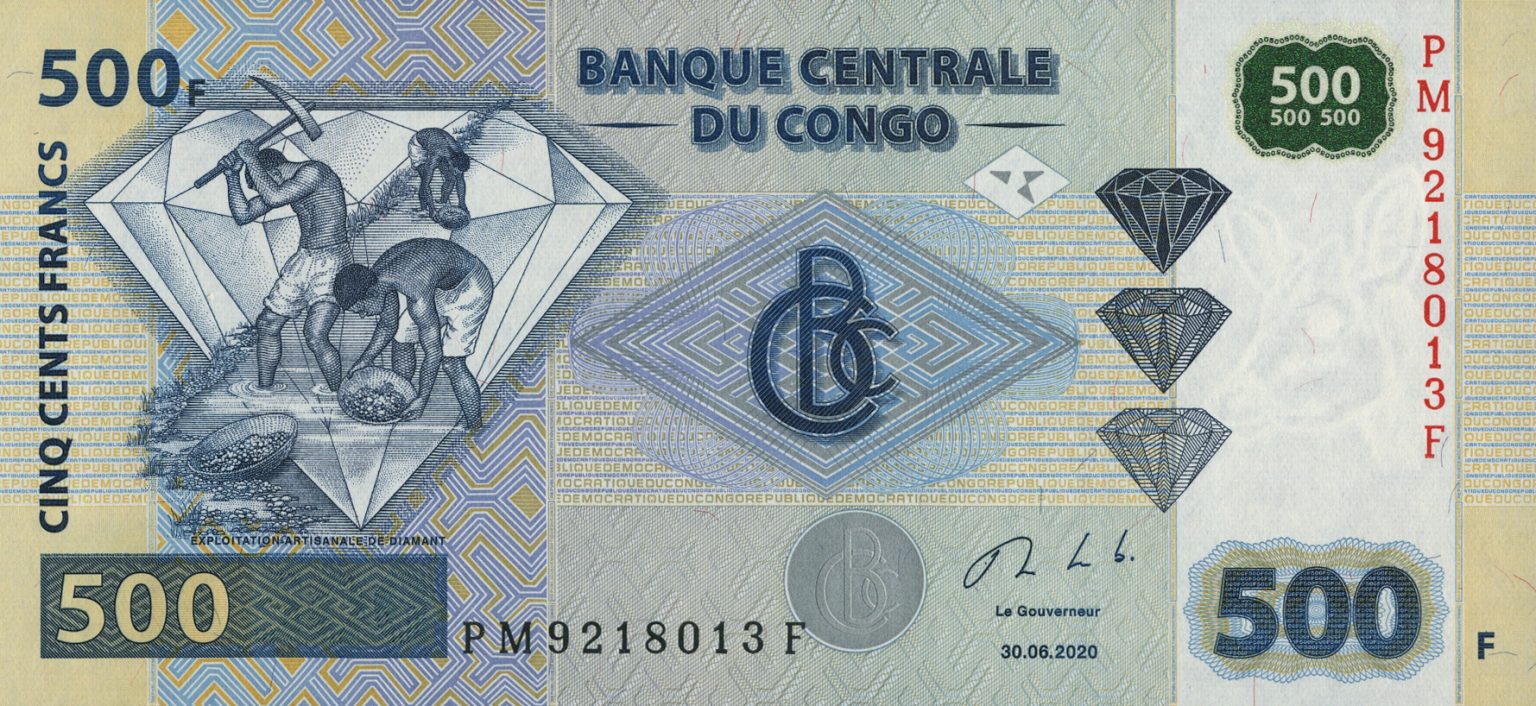Congo Democratic Republic new imprint (Crane) 500-franc note (B317g ...